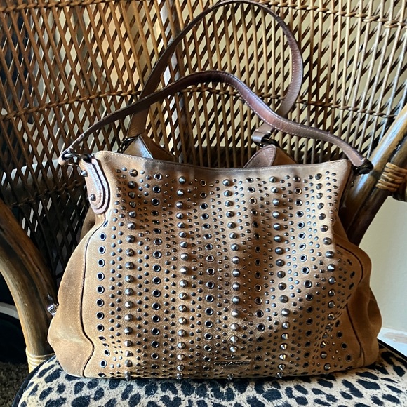 Coach | Bags | Used By Awesome Coach Brown Studded Shoulder Bag Coach ...